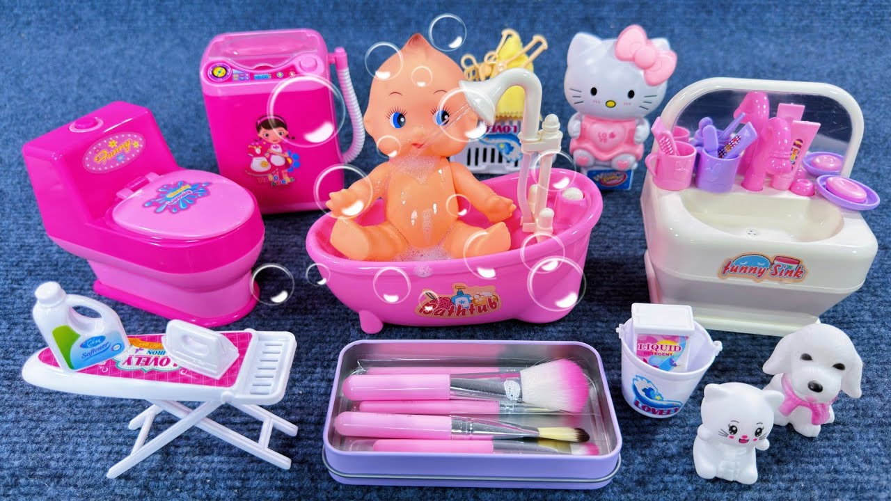 9 Minutes Satisfying with Unboxing Hello Kitty Cleaning set，Cute Baby ...