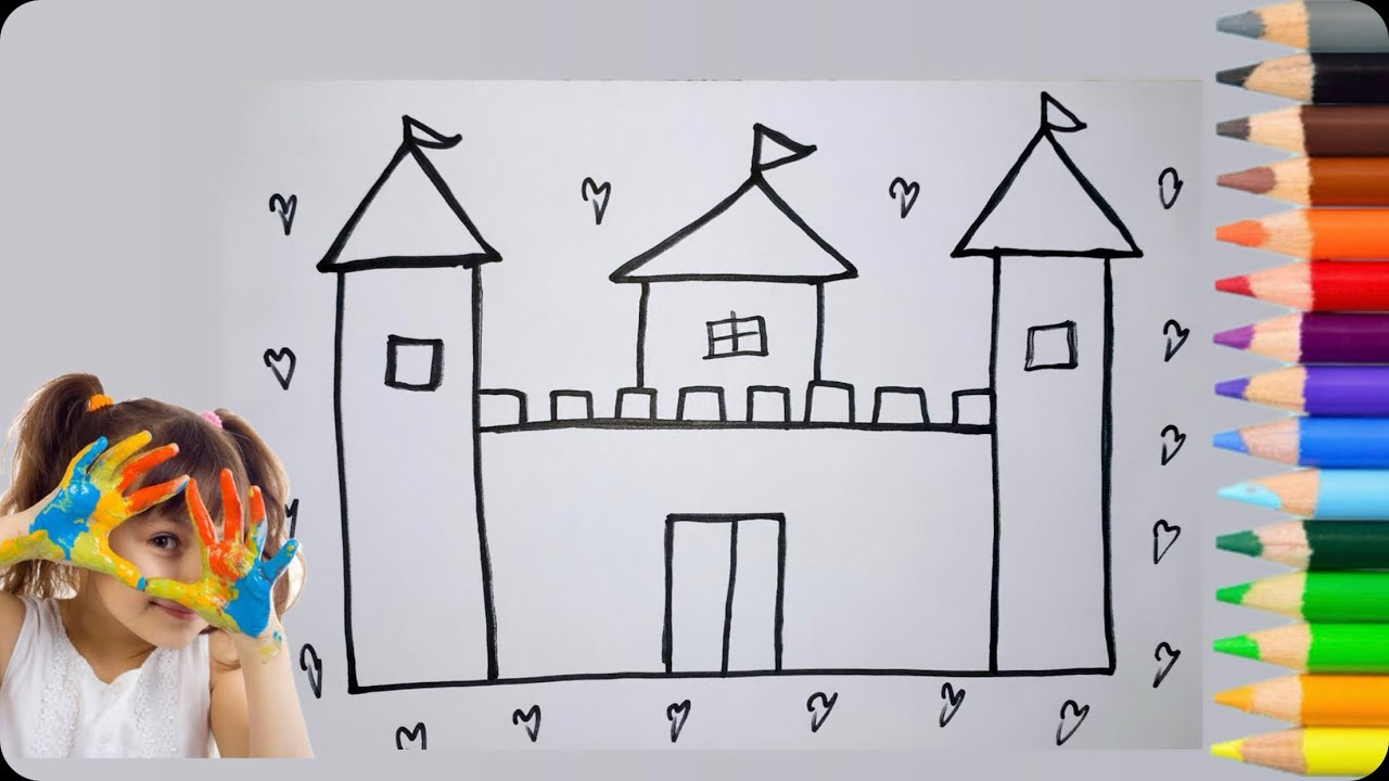 How to draw and paint a castle | Simple drawing and painting # ...