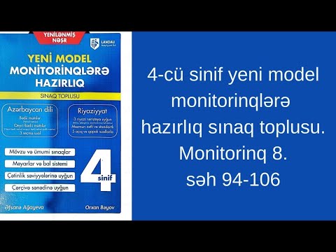 4-cü sinif yeni model monitorinqlərə hazırlıq sınaq toplusu.Monitorinq 8.səh 94-106