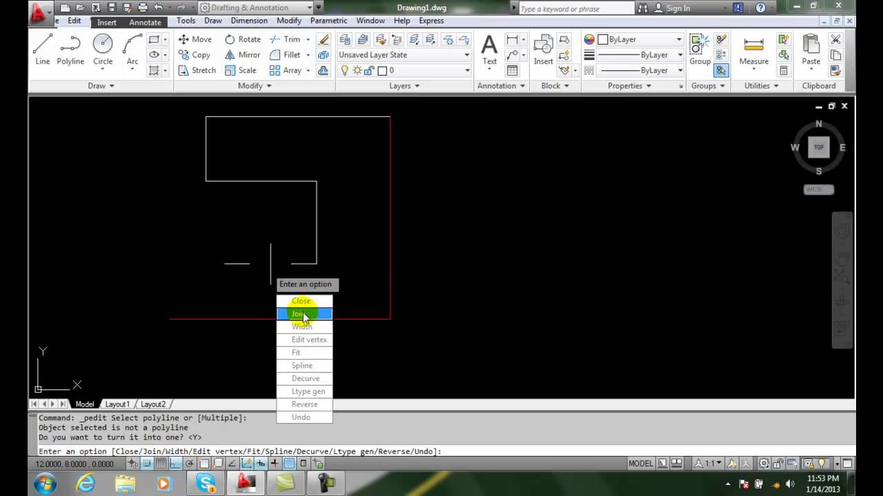 AutoCAD II 14 3 Joining Polylines YouTube AutoCAD II 14 3 Joining Polylines YouTube