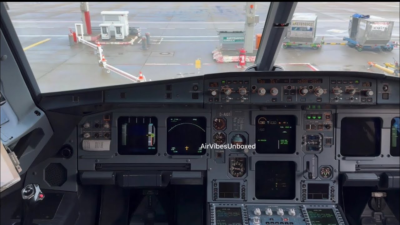 Cockpit View of Lufthansa Airbus A320-200 After Landing in Frankfurt ...