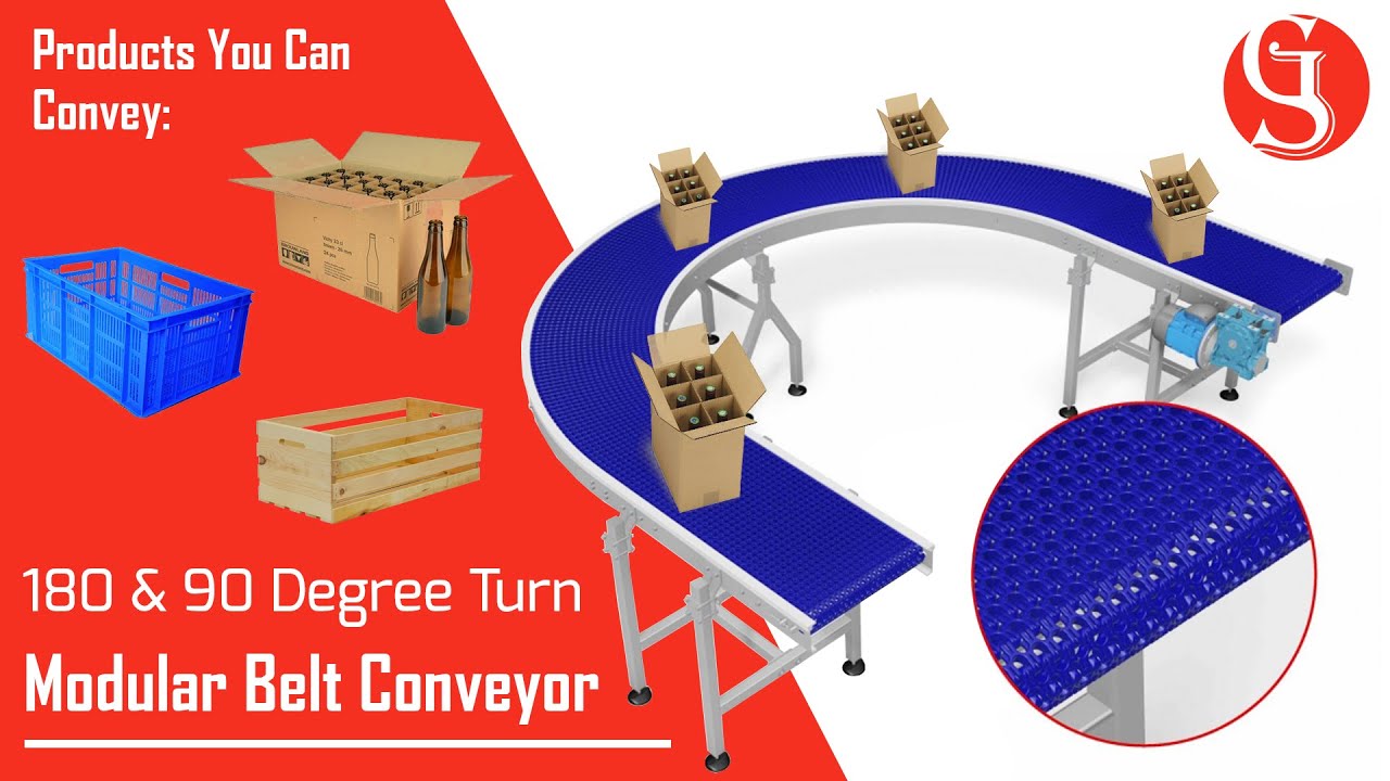 180 & 90 Degree Turn Modular Conveyor | S.G. Conveyors & Automations ...
