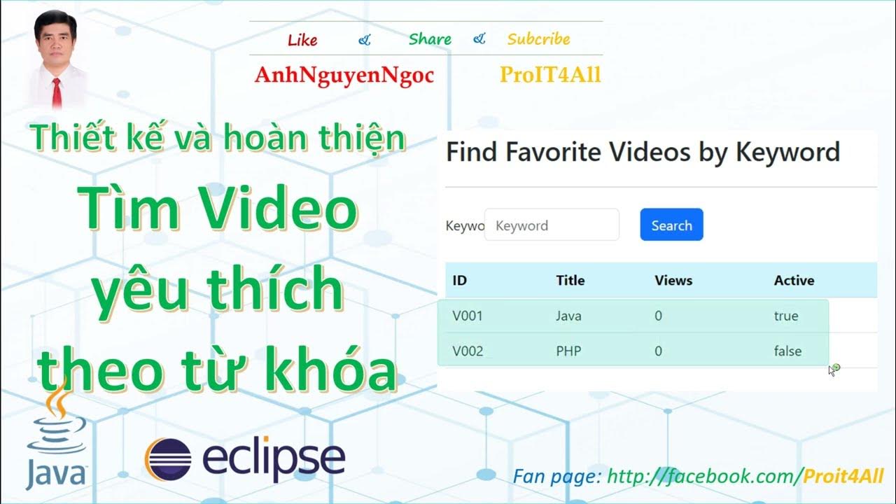 Lab 6.5 Tìm kiếm Video yêu thích theo từ khóa, Java Web - YouTube