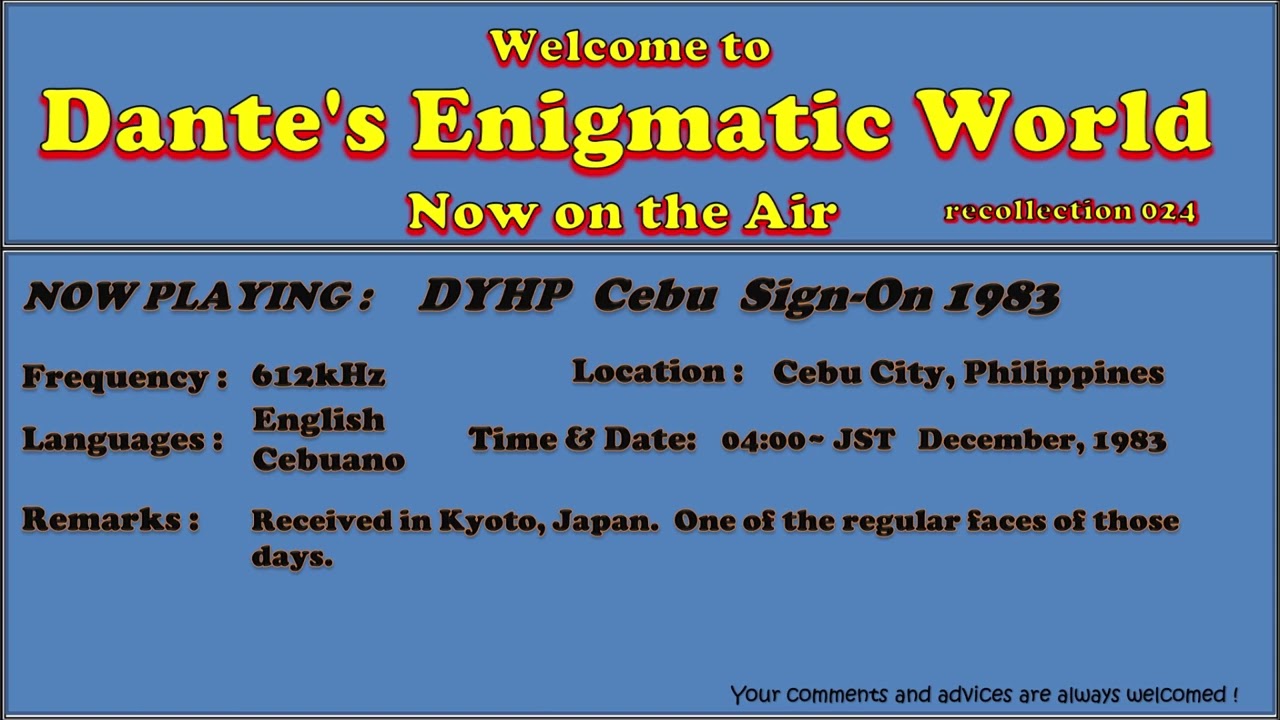 DYHP Cebu 1983 Sign-On ~recollection 024~ - YouTube