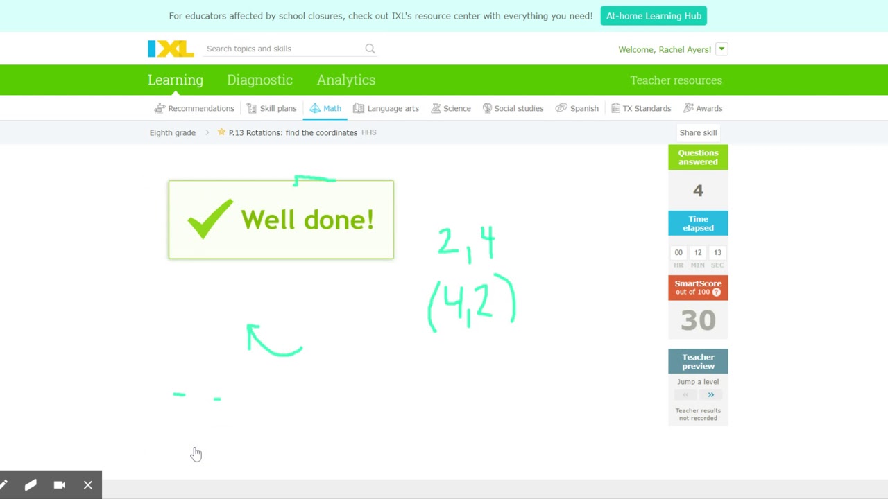 IXL | Rotations: find the coordinates | 8th grade math - YouTube