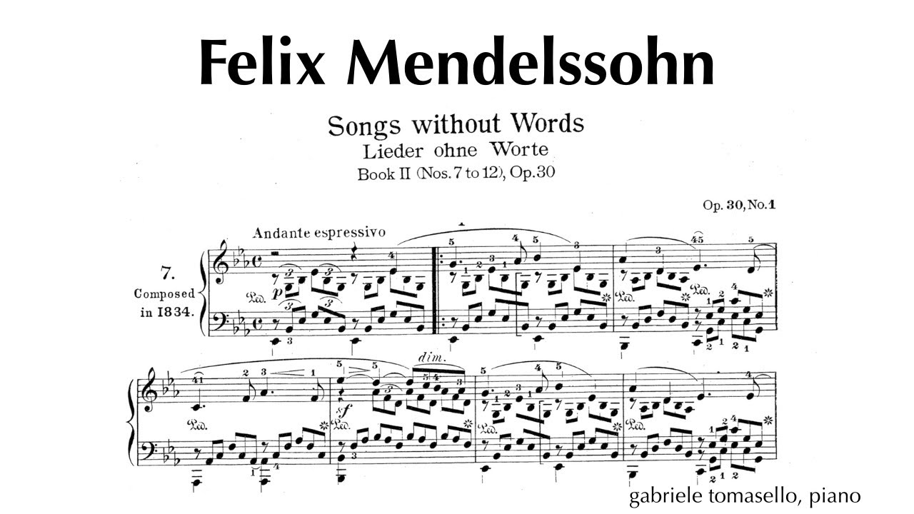 Mendelssohn: 6 songs without words Op. 30 (Tomasello) piano - YouTube