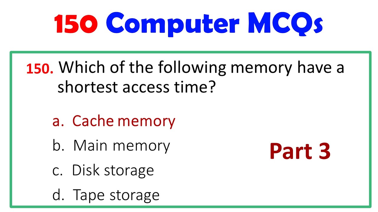 150 Computer Fundamentals Multiple Choice Questions. Part -3. Computer ...