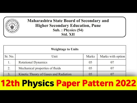 HSC Physics Paper Pattern 2022 || Maharashtra Board 12th Physics Paper ...