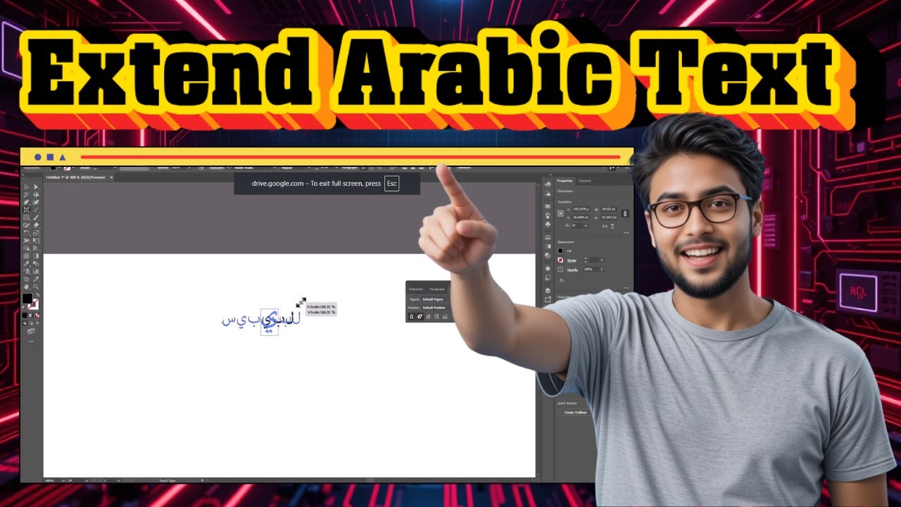 How To Extend Arabic Text In Adobe Illustrator | Proper Stretch & Style ...