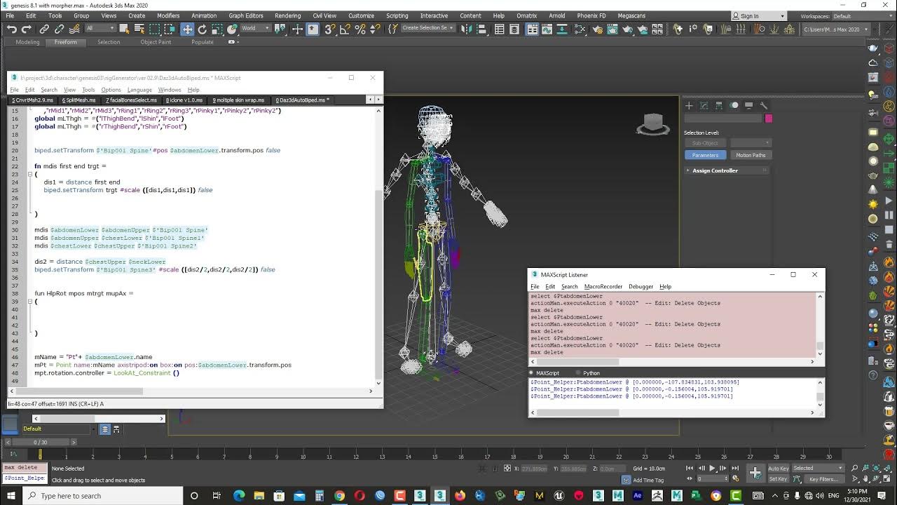 How to scripting ( maxscript ) for converting daz3d bones to Biped - part01 - YouTube