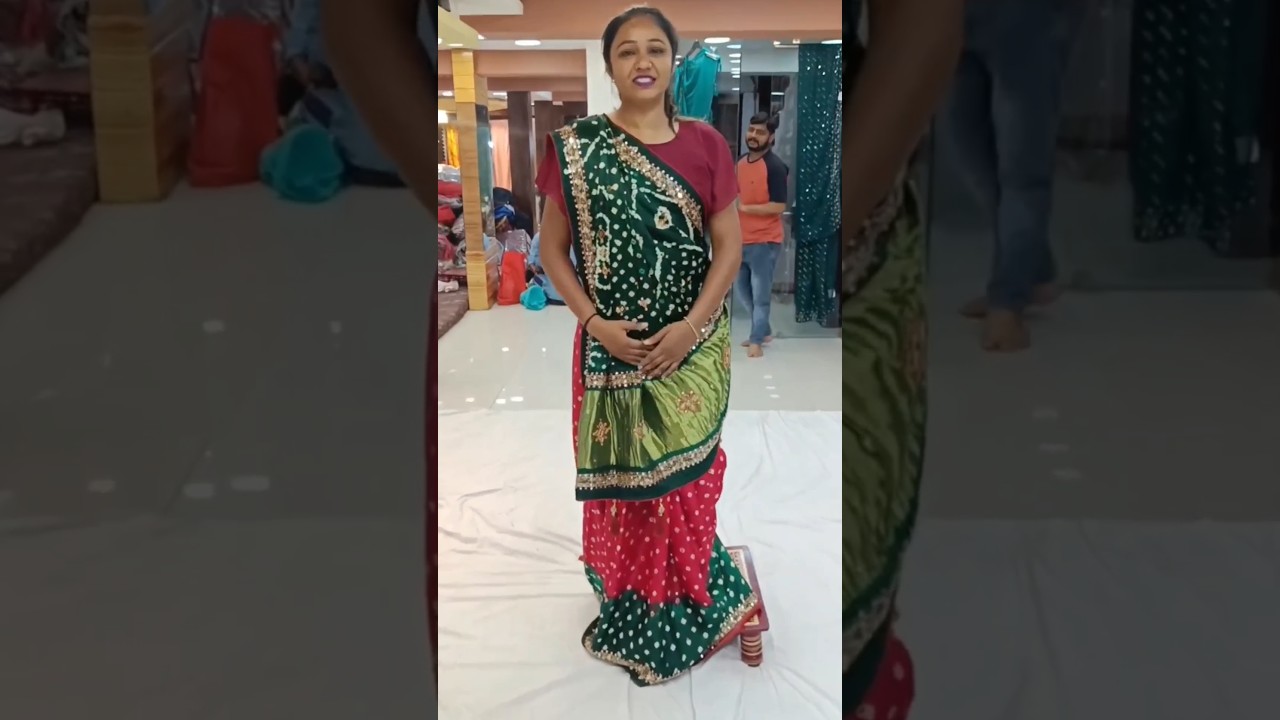 Traditional Look bandhni saree pure gaji silk - YouTube