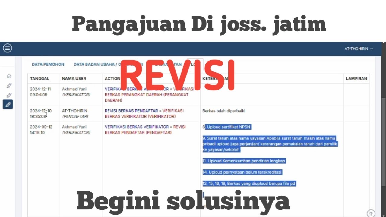 cara mengatasi pengajuan "Revisi" di aplikasi Joss jatim - YouTube