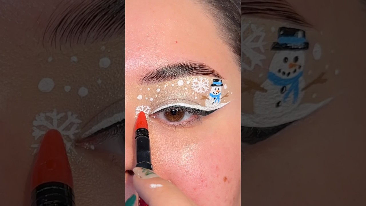 Snowman eye makeup ☃️ ️ #eyeliner #makeup #makeuptutorial #shorts # ...