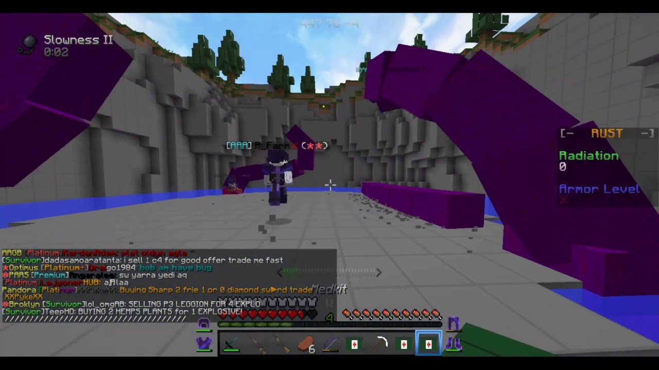 MINECRAFT RUST: KRAKEN FIGHT BIG PURPLE WORM DROP OP KEV!! - YouTube