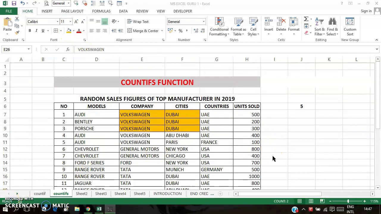 Ms Excel Countif And Countifs Functions Malayalam Very Simple Way To