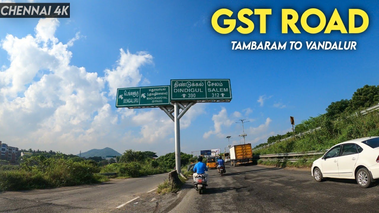Chennai 4K | GST Road | Tambaram to Vandalur | Perungalathur Flyover ...