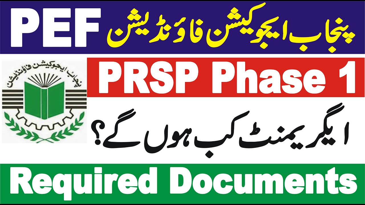 PEF Agreement 2024 | PEF PRSP Phase 1 Agreement and Required Documents ...