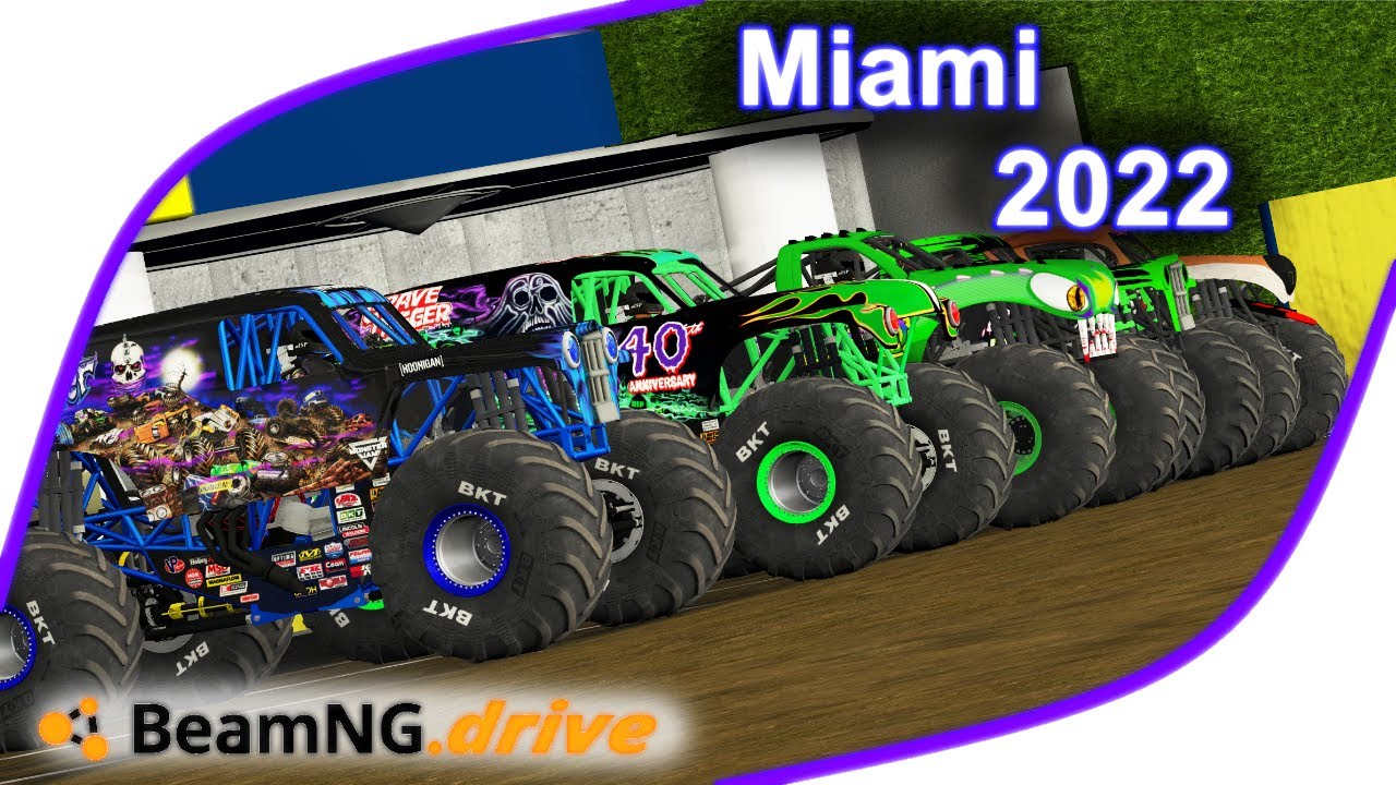 Beamng Monster Jam - 5 Truck (Skills&Freestyle) - Miami 2022 - YouTube