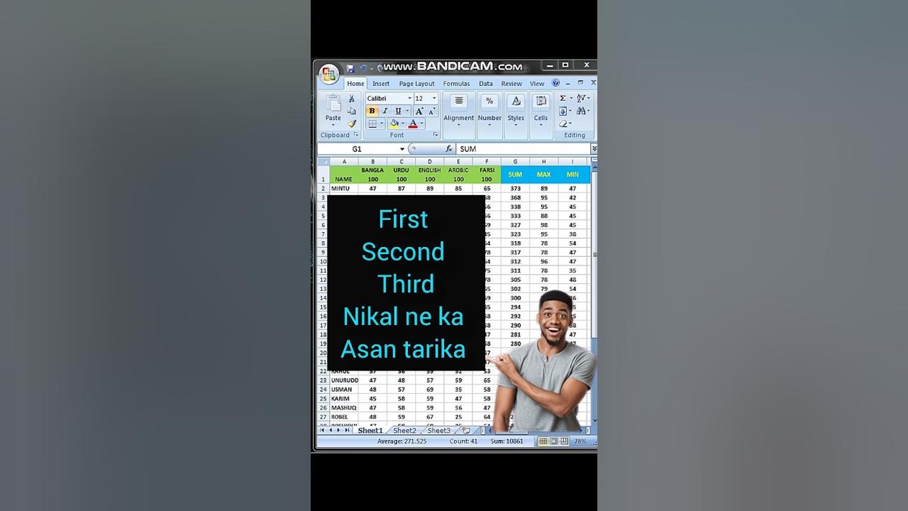 Excel ranking 1st, 2nd, 3rd /Excel me Result first second kaise kare - YouTube