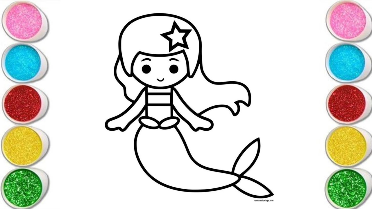 How to Draw a Cute Mermaid, Drawing for kids and Toddlers - YouTube