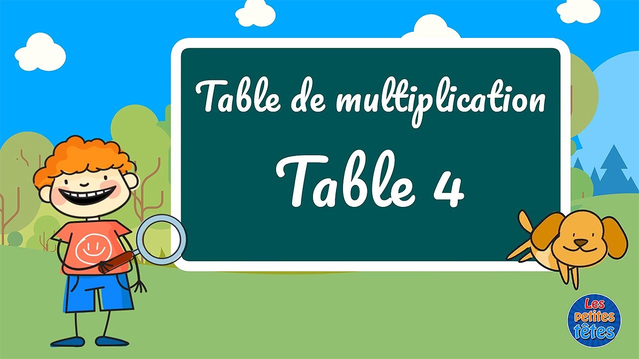Table de multiplication de 4 + Exercices - YouTube