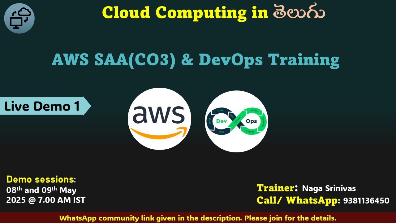 Live Demo 1 | AWS SAA & DevOps 08-May-2025 batch | Cloud Computing In Telugu - YouTube