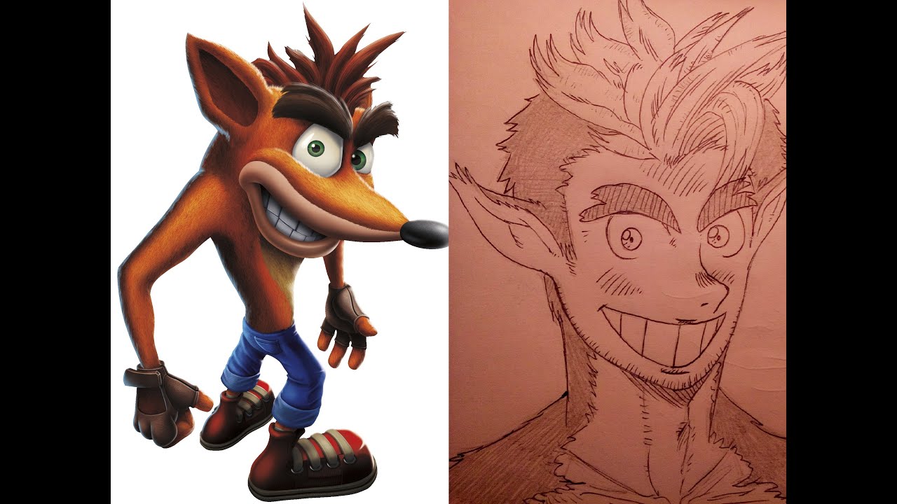 CRASH BANDICOOT AS ANIME CHARACTER (draw) - YouTube