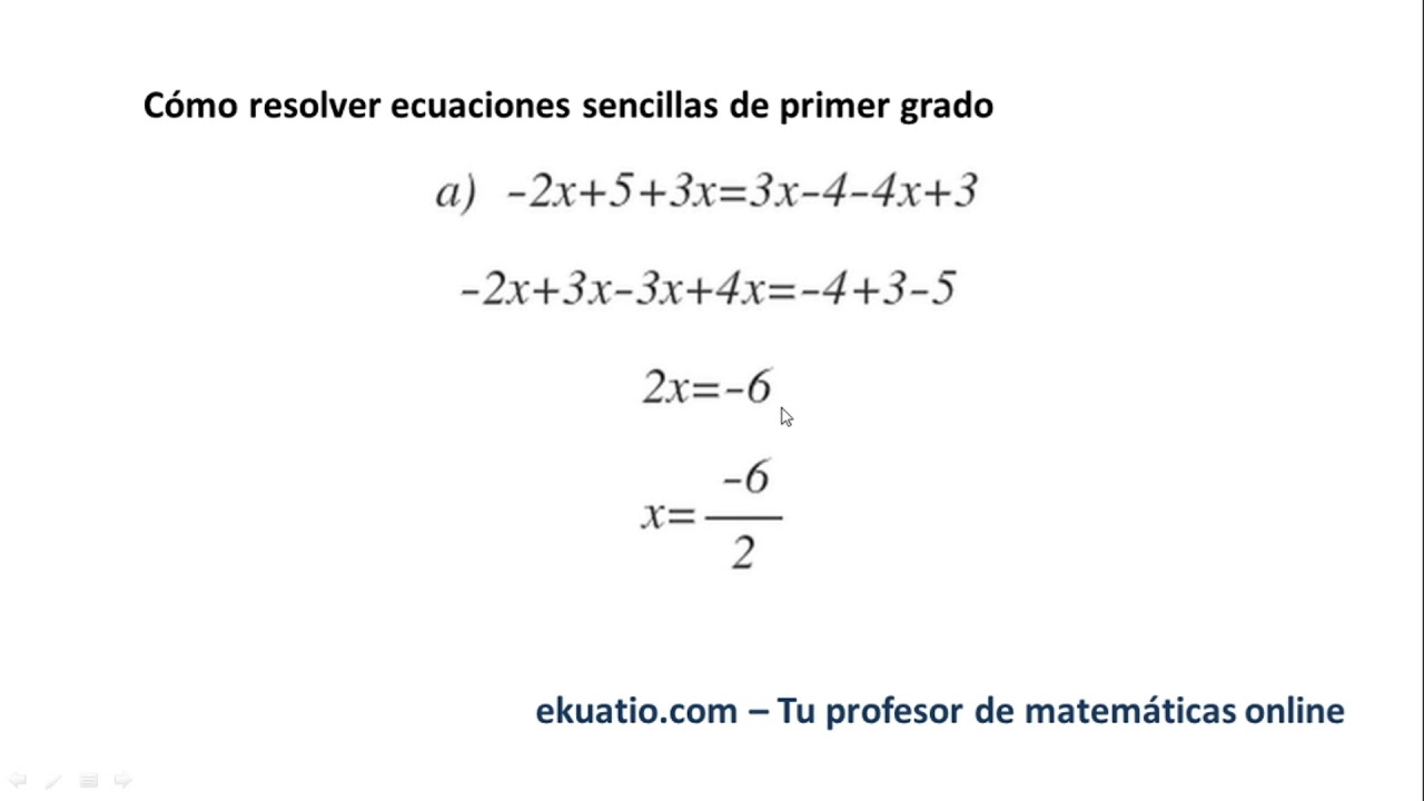 Cómo Resolver Ecuaciones Sencillas De Primer Grado Ejercicios