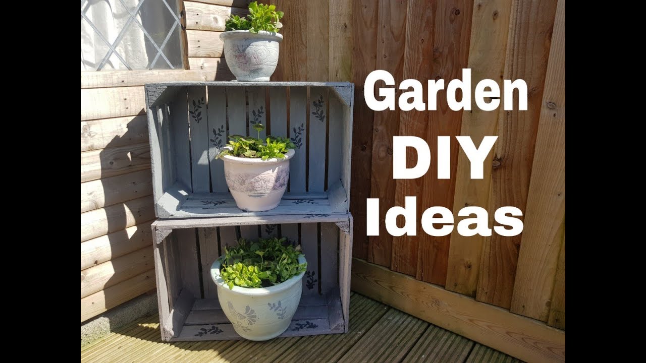 EASY GARDEN DIY UPCYCLE - CHALK PAINT,POTS AND CRATES - YouTube