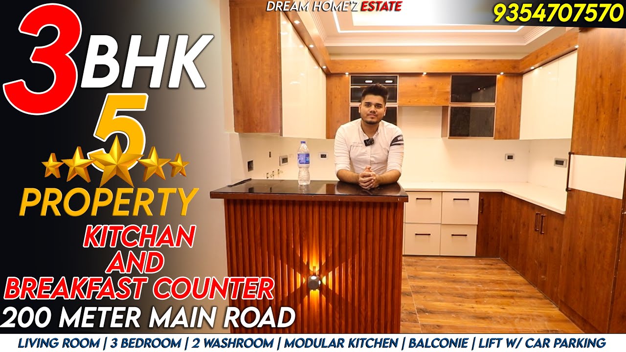 3 BHK FLAT WITH BREAK FAST COUNTER // 120 GAJ // NEAR GYM ,PARK ,SALON ...