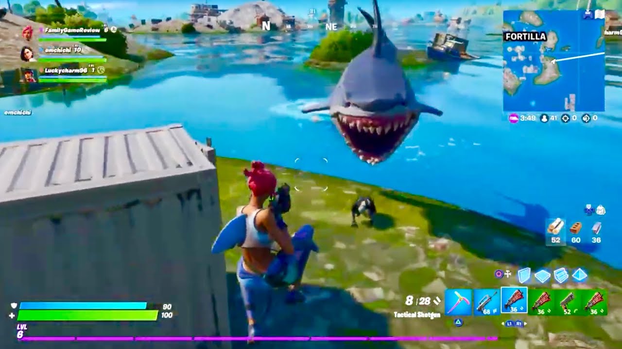 Fortnite Season 3 new Sweaty Sands POI - Trying to Get a Shark to EAT a ...