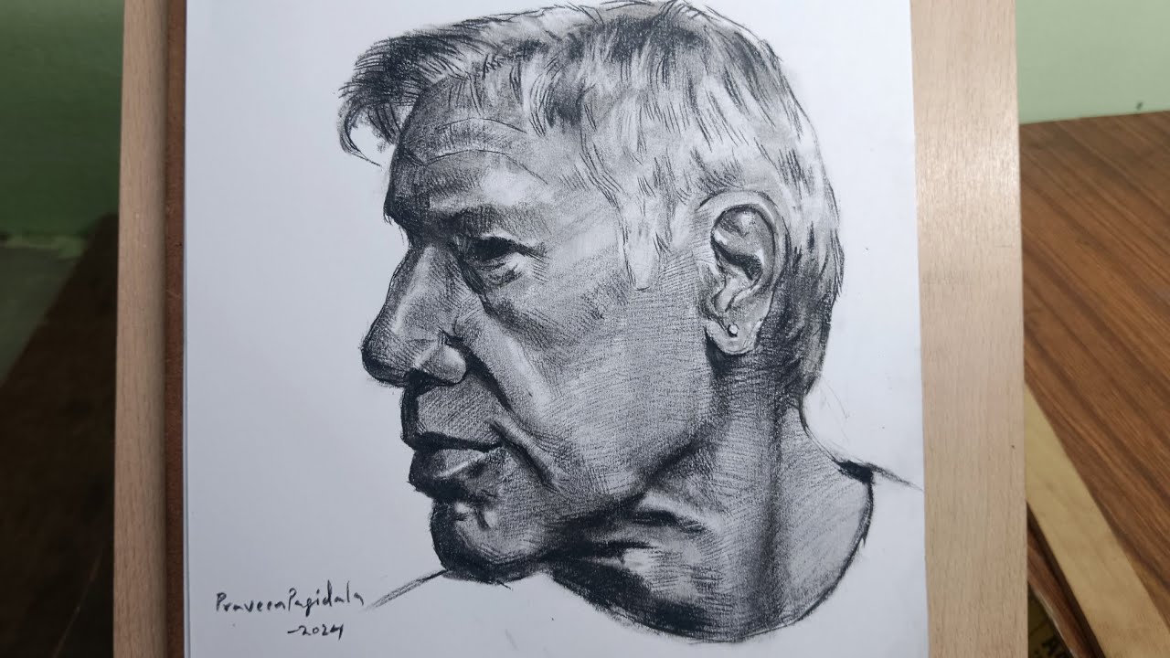 human portrait with charcoal - YouTube