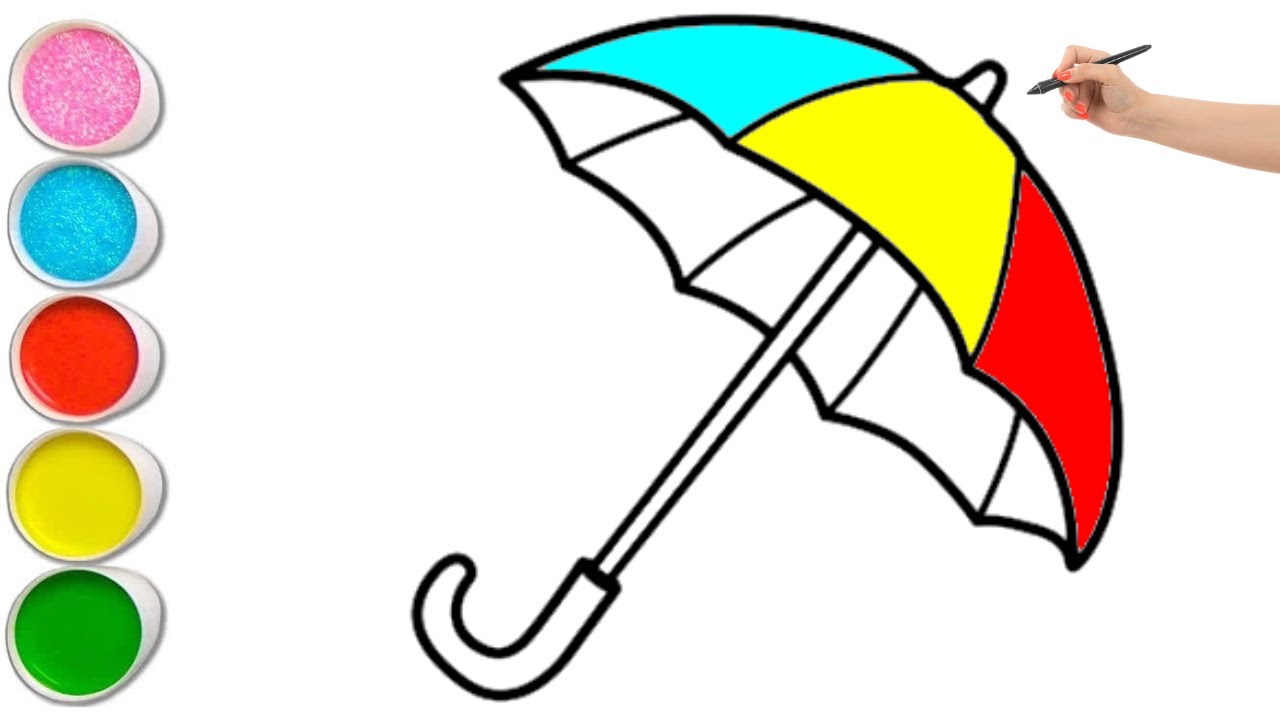 How to draw umbrella drawing painting and colouring for kids | drawing ...