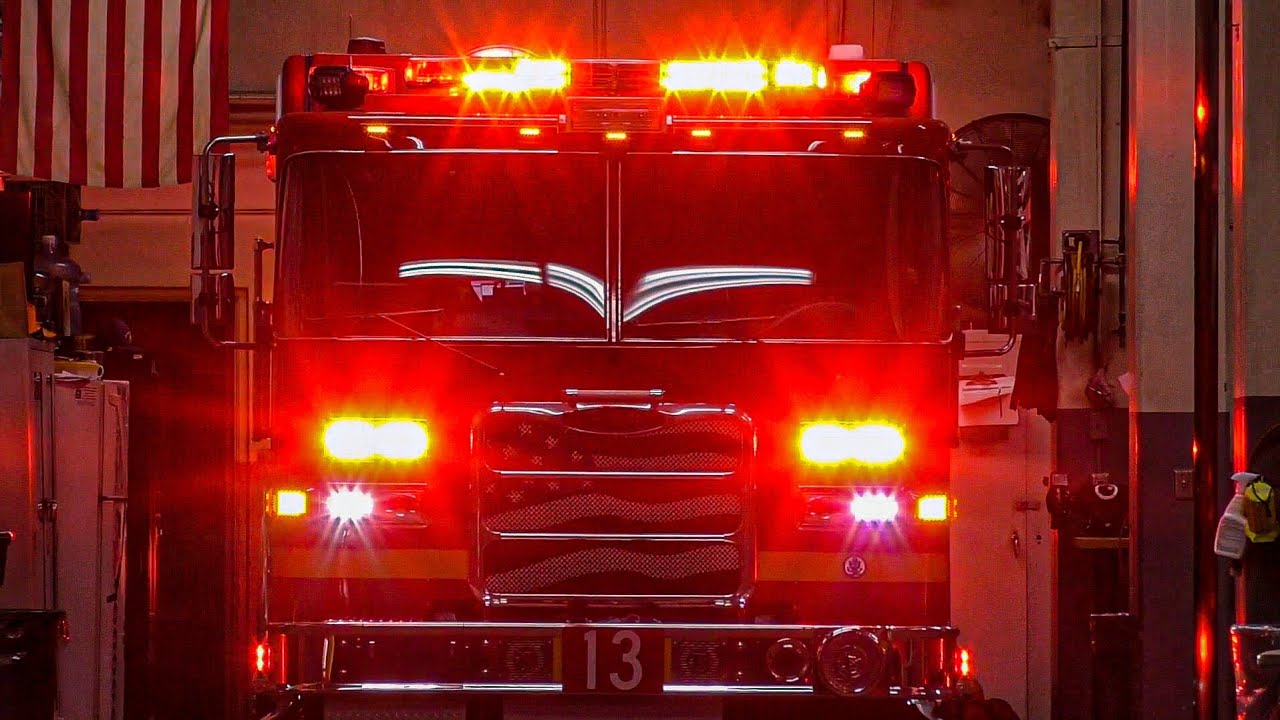 LACoFD Engine 13 & Squad 13 Responding from Station 8 - YouTube