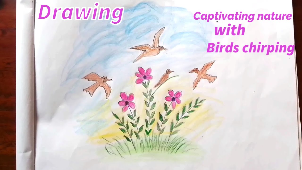 how to draw scenes of captivating nature with birds chirping - YouTube