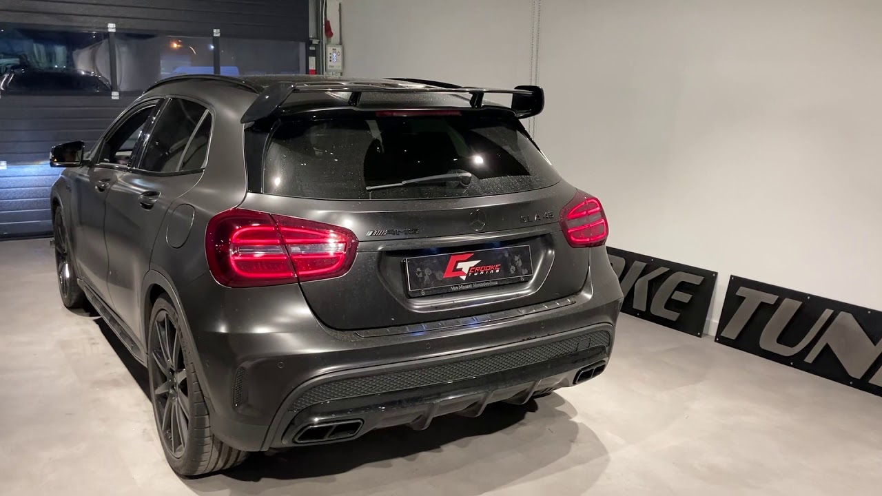 GLA 45 AMG 3 inch downpipe 3 inch catback stage 2 tuning - YouTube