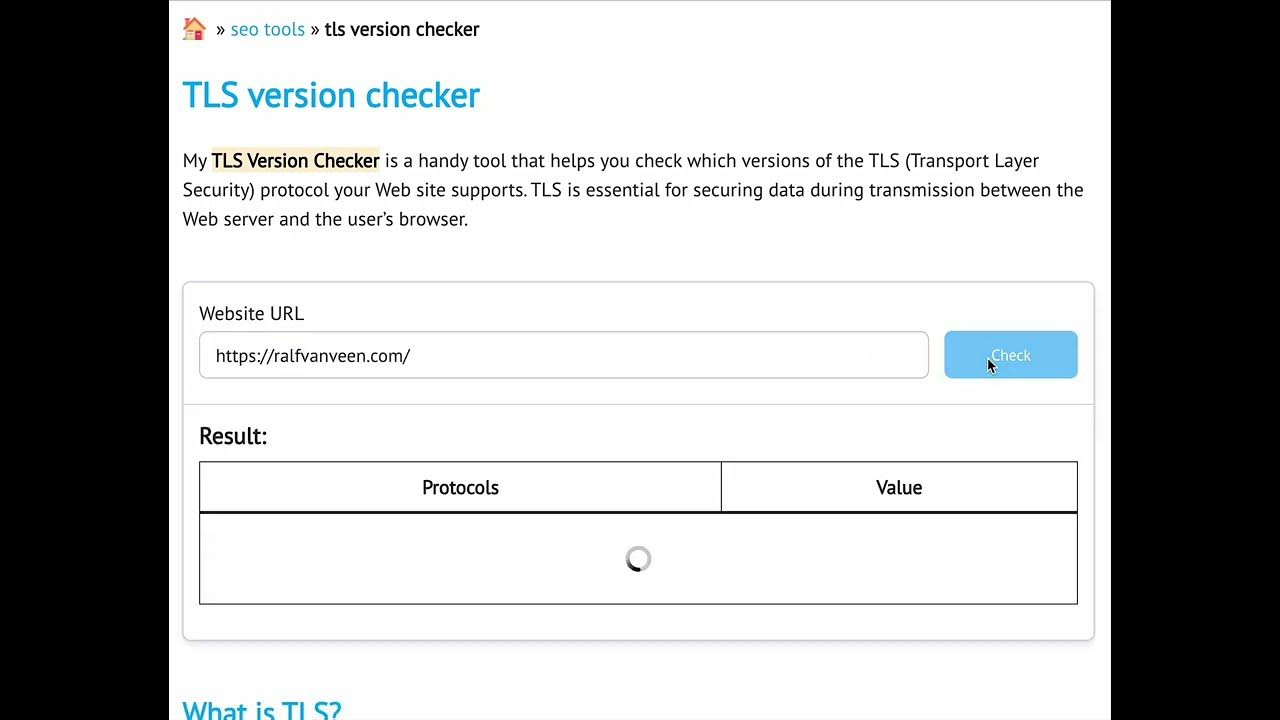 TLS version checker - Free SEO tool - YouTube