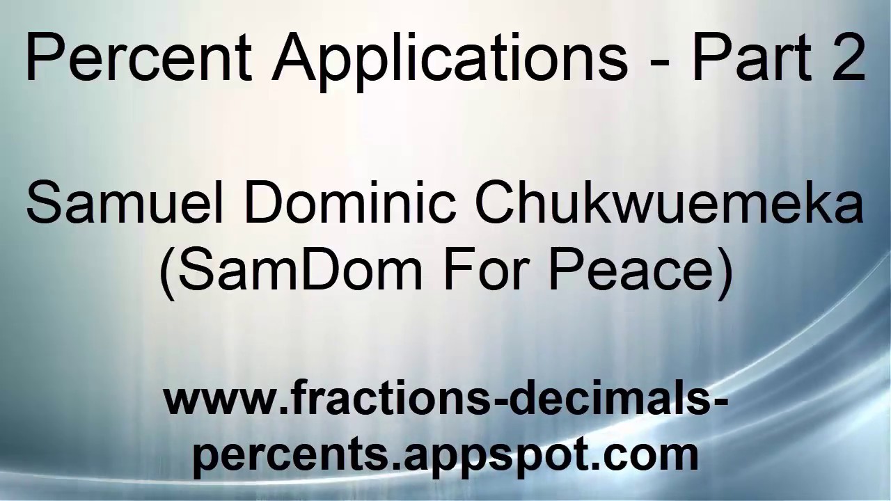 Percent Applications - Part 2 - YouTube