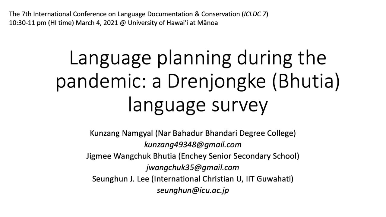 Language planning during the pandemic: a Drenjongke (Bhutia) language ...