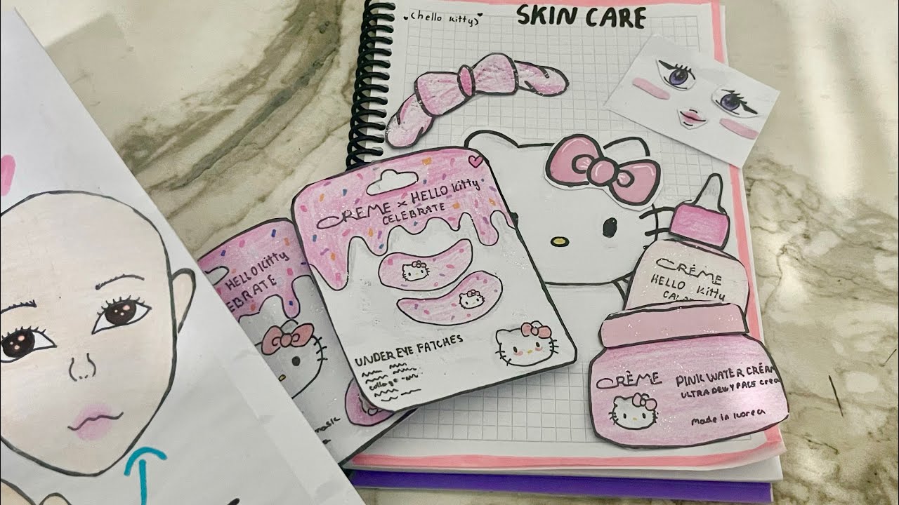 🌸Paper diy🌸 skin care . Hello kitty🌸 (pink) - YouTube