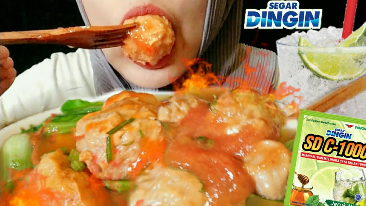 Mukbang Asmr Minuman Segar Dingin Bakso Gerobak Abang Abang Pinggir