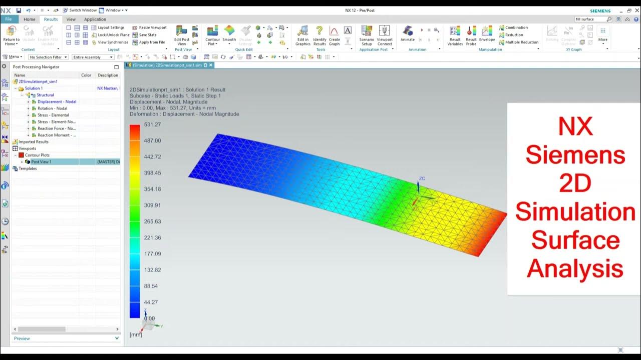 Nx Siemens Basic 2D Beam Surface analysis FEA Nx nastran solver - YouTube