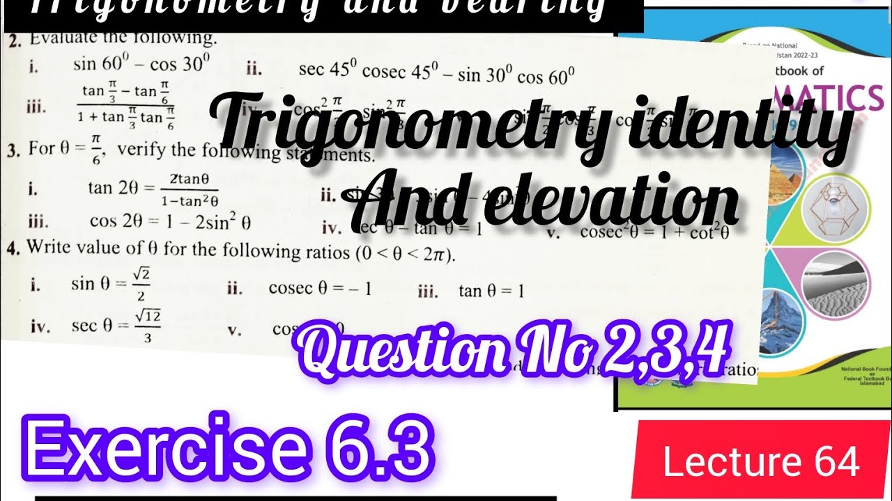 Class 9th Math Exercise 6.3 | Trigonometric ratios | Identities ...
