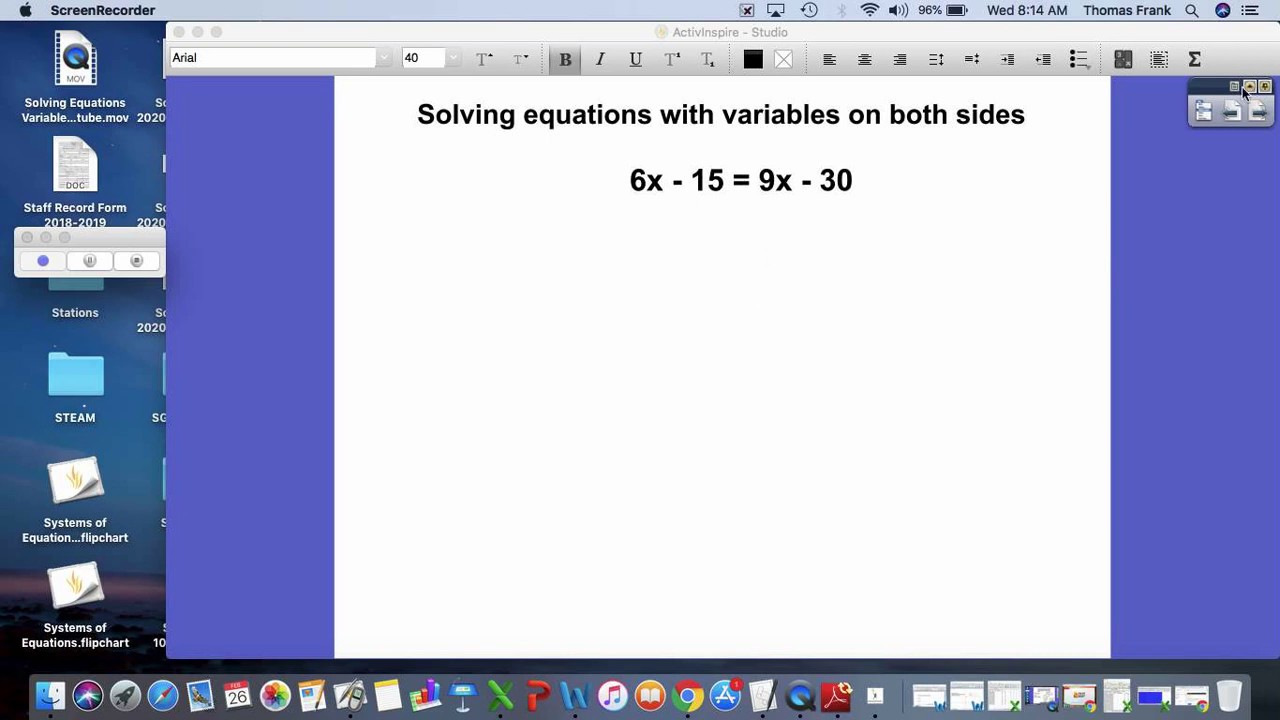 Solving Equations Variables Both Sides Teachertom24 - YouTube