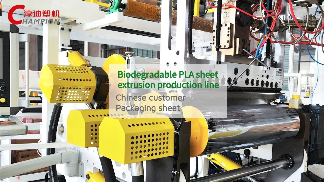 PLA sheet extrusion line - CHAMPION - YouTube