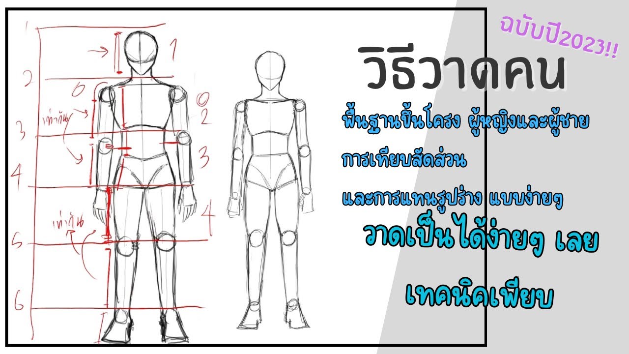 สอนวาดคน ขึ้นโครงร่างคนแบบง่ายๆ พื้นฐานและเทคนิคฉบับใหม่ ปี2023 อยู่ๆมาสอนวาดรูปได้ไง Ep