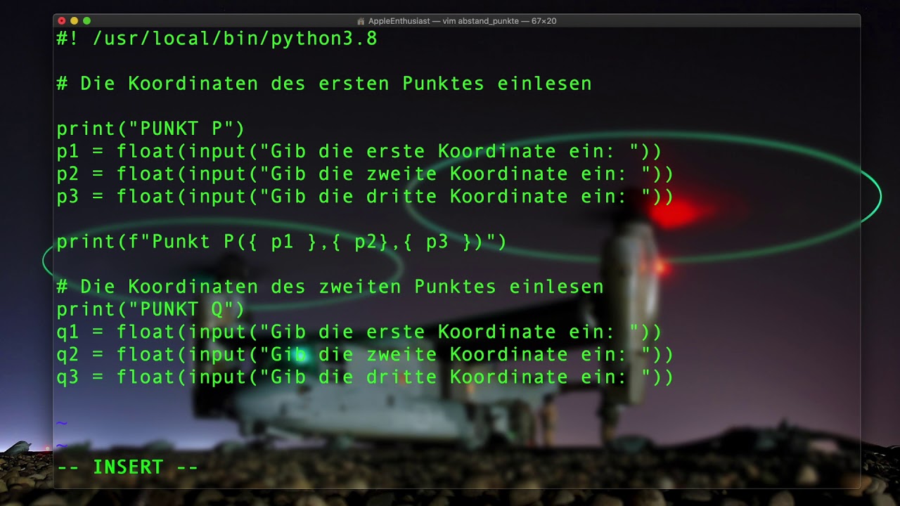 Python - Abstand zweier Punkte im Raum (Übung) - YouTube