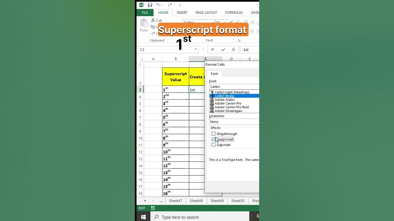 superscript In Excel #excel #msexcel #exceltips #excelformula #viral #exceltutorial # ...