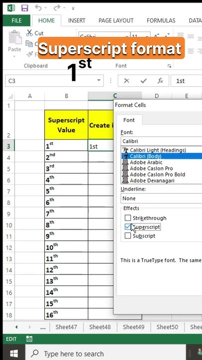 superscript In Excel #excel #msexcel #exceltips #excelformula #viral #exceltutorial # ...