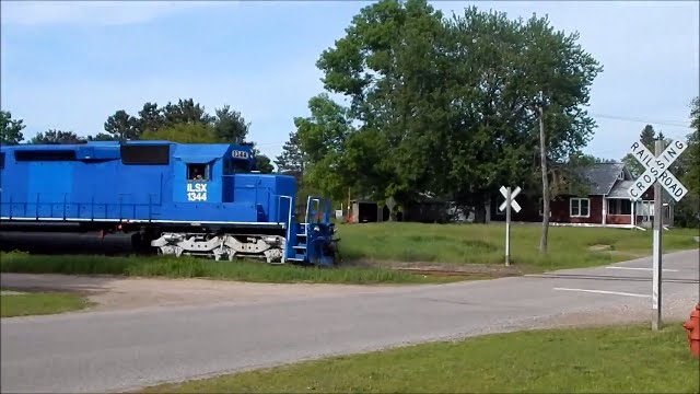 Bright Blue Train Marked ILSX 1344 Heading South! | Escanaba & Lake Superior Railroad Short ...